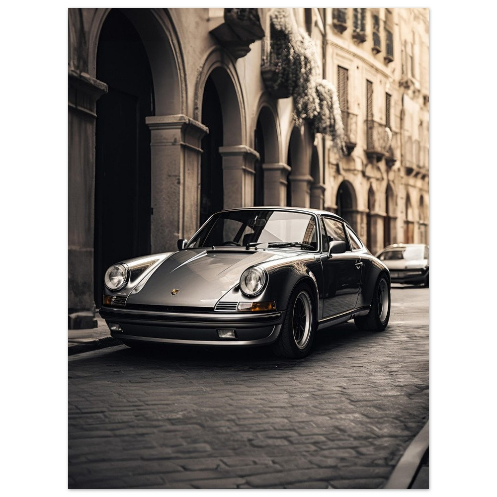 Porsche 911 Classic Poster, Sports Car Aesthetic, Silver Icon by Old ...
