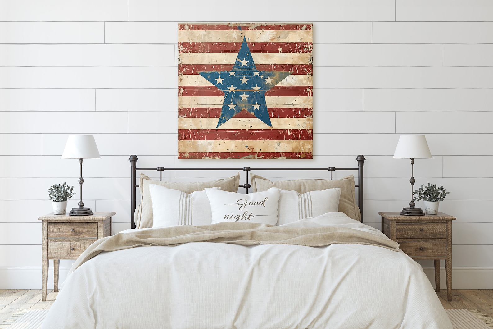 American Flag Square Canvas Art Print, Patriotic USA Wall Art 4th of ...