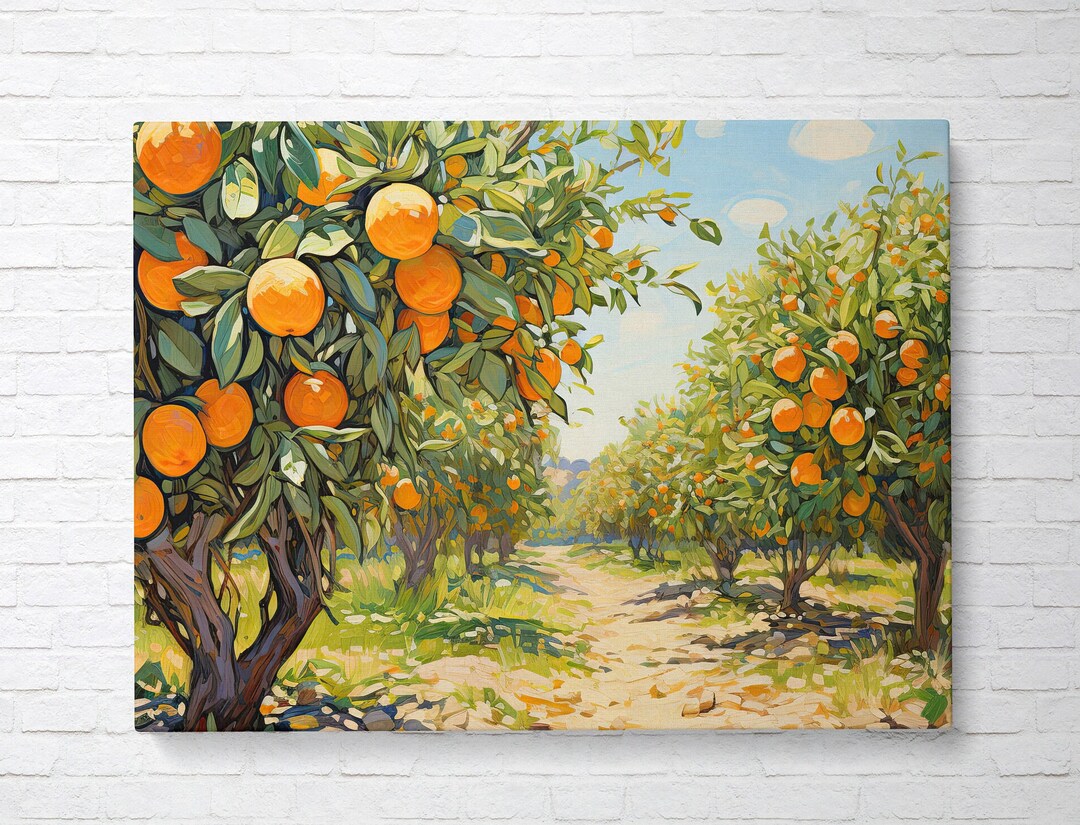 Monet Style Ojai Orange Grove Nature Landscape Wall Art Fruit Canvas ...
