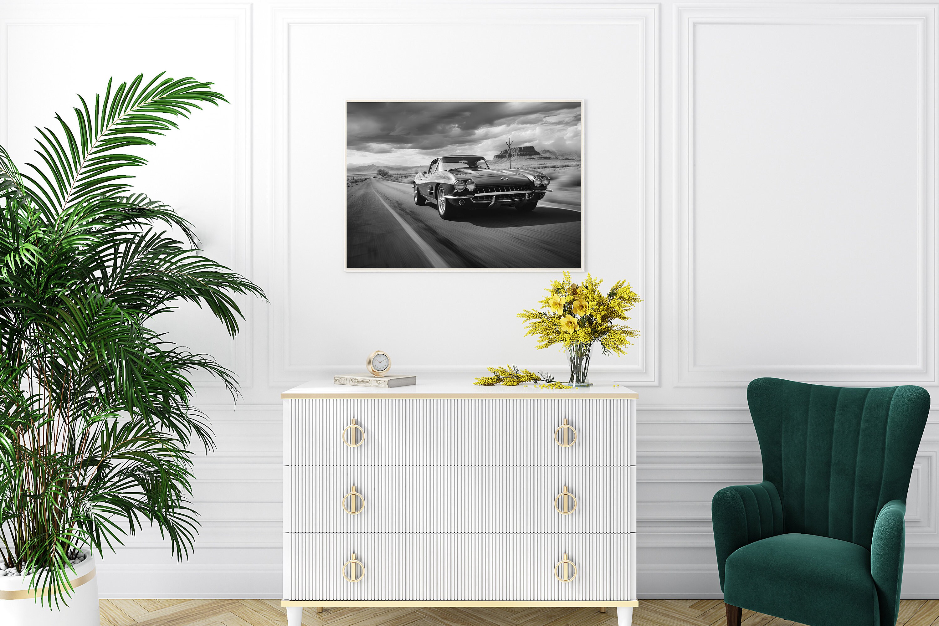 1963 Chevrolet Corvette C2 B&W Car Poster, Gifted Poster Prints Perfect ...