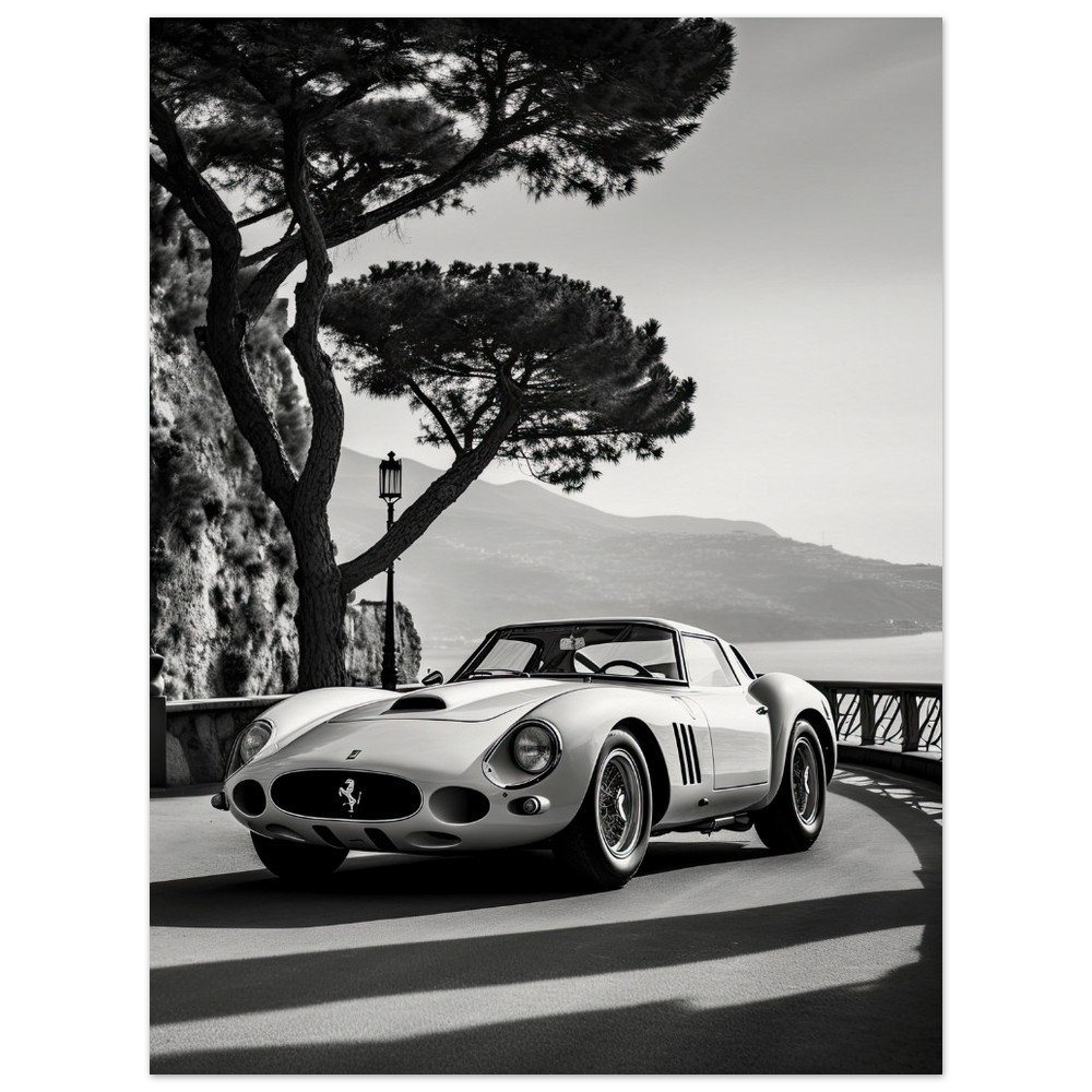1962 Ferrari GTO 250 Black & White Car Poster Print Classic Car Poster ...