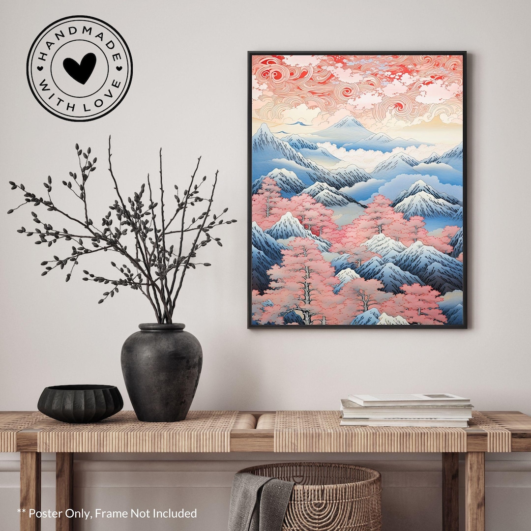 Hokusai Ukiyo-e Japanese Mountain Landscape Framed or Poster Wall Art ...