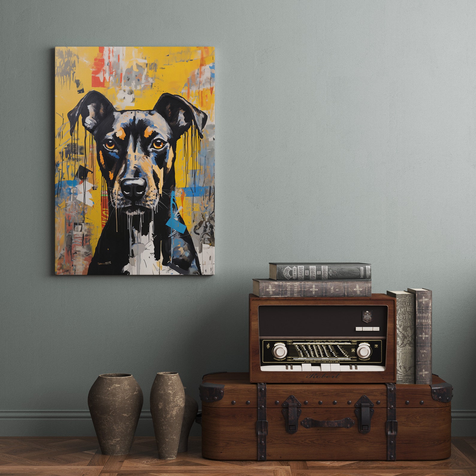 Black and Tan Dog Portrait: Graffiti Pop Art Rolled Canvas - Etsy