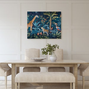 African Animals Jungle Wall Art Canvas Print Cheetah Giraffe Parrott ...