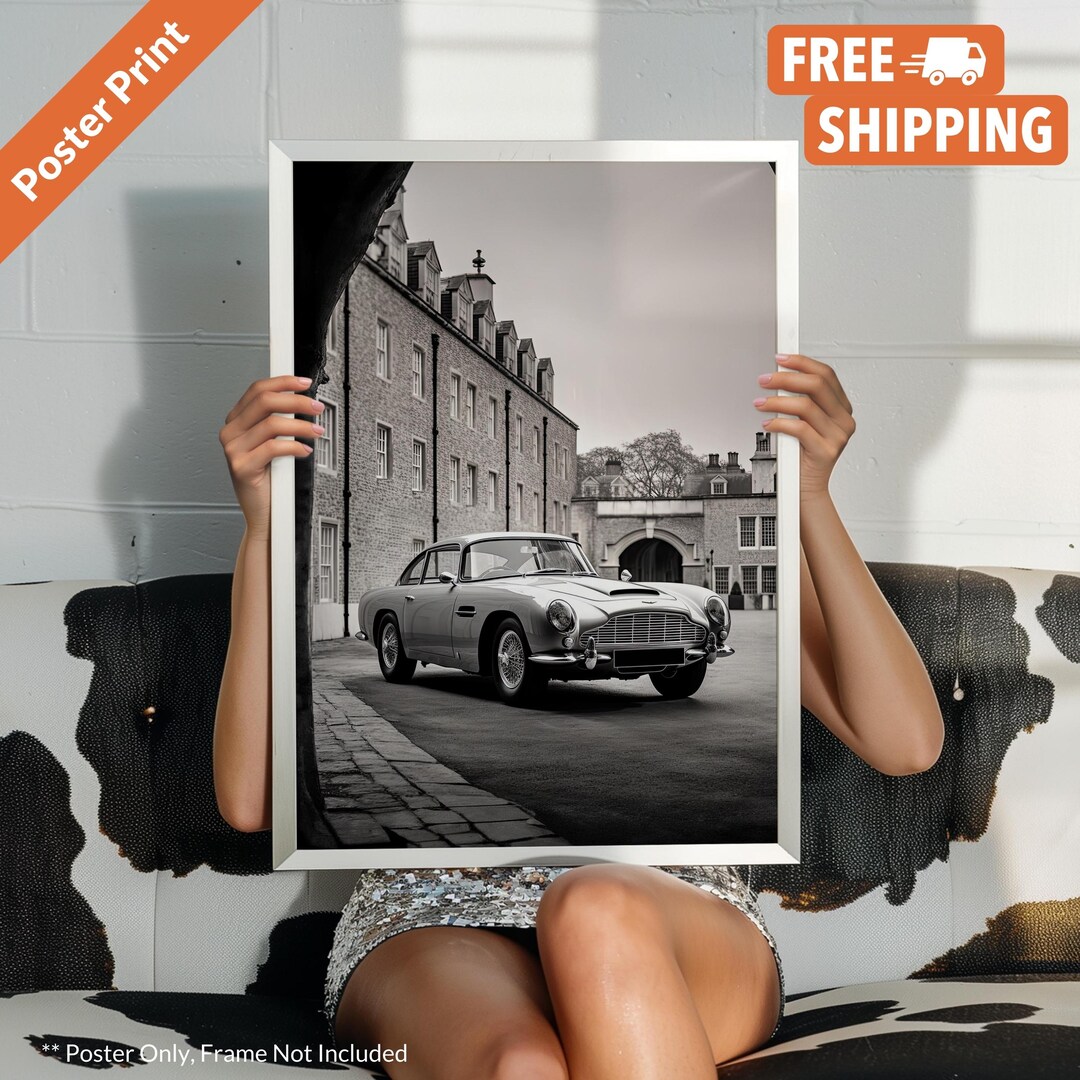 Aston Martin DB5 Black & White Car Poster Print Car Classic Car Poster ...