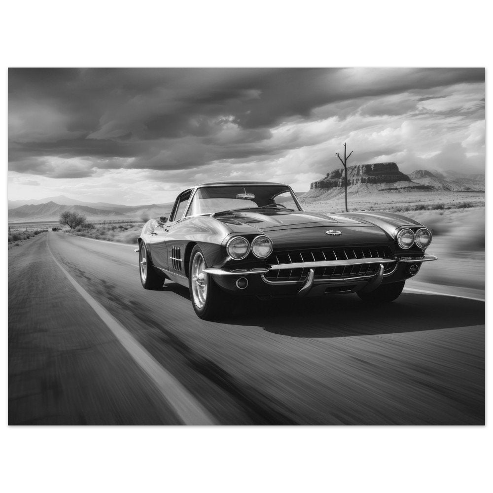 1963 Chevrolet Corvette C2 B&W Car Poster, Gifted Poster Prints Perfect ...
