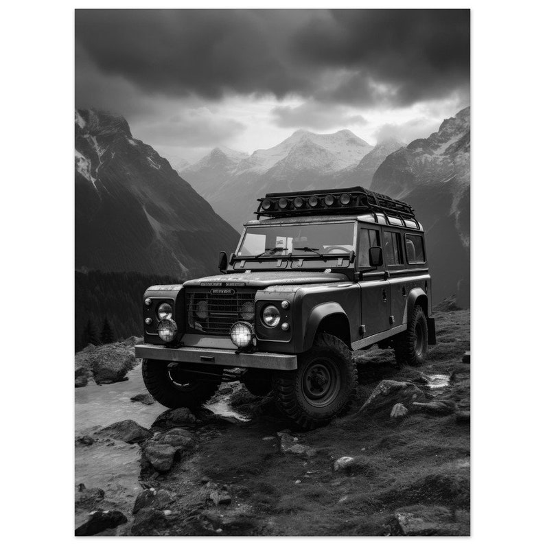 1948 Land Rover Defender Poster, Iconic Off-road B&W Art, Adventurous ...