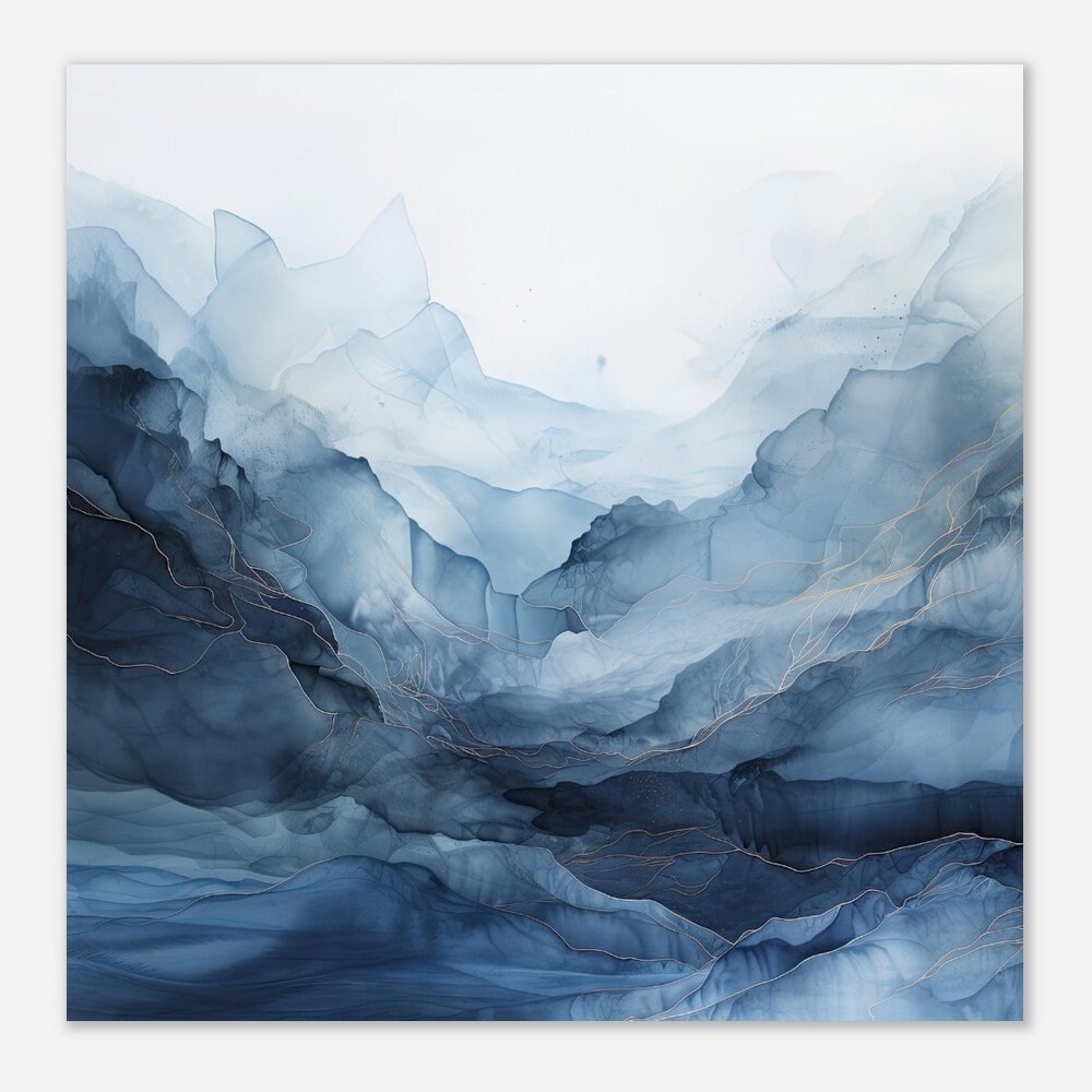 Ocean Waves Watercolor Square Poster Print Abstract Ocean Art Blue ...