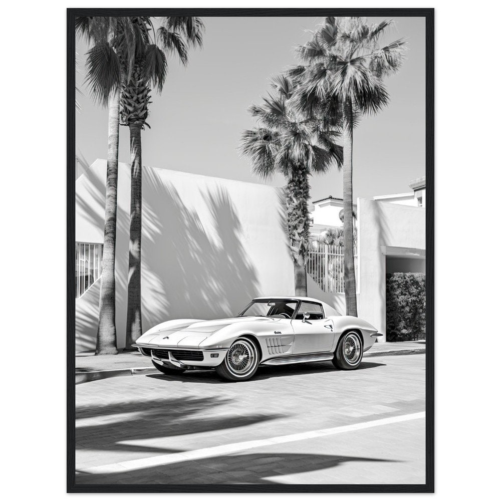 Iconic Chevy Corvette C3 Framed Black and White Print Classic Car ...