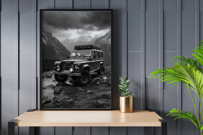 1948 Land Rover Defender Poster, Iconic Off-road B&W Art, Adventurous ...