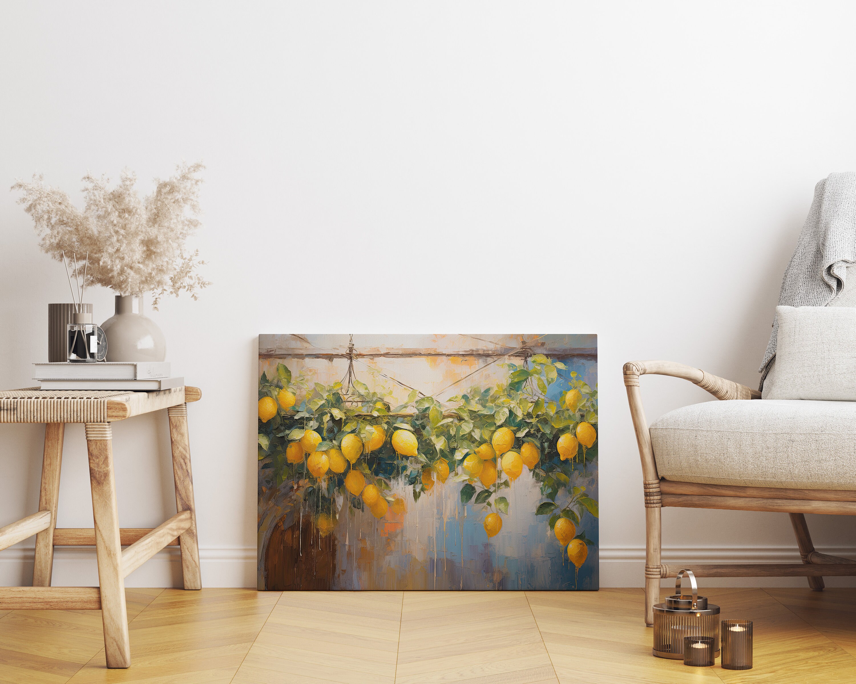 Lemon Tree Oil Painting: Rustic Kitchen Canvas Wall Art - Etsy