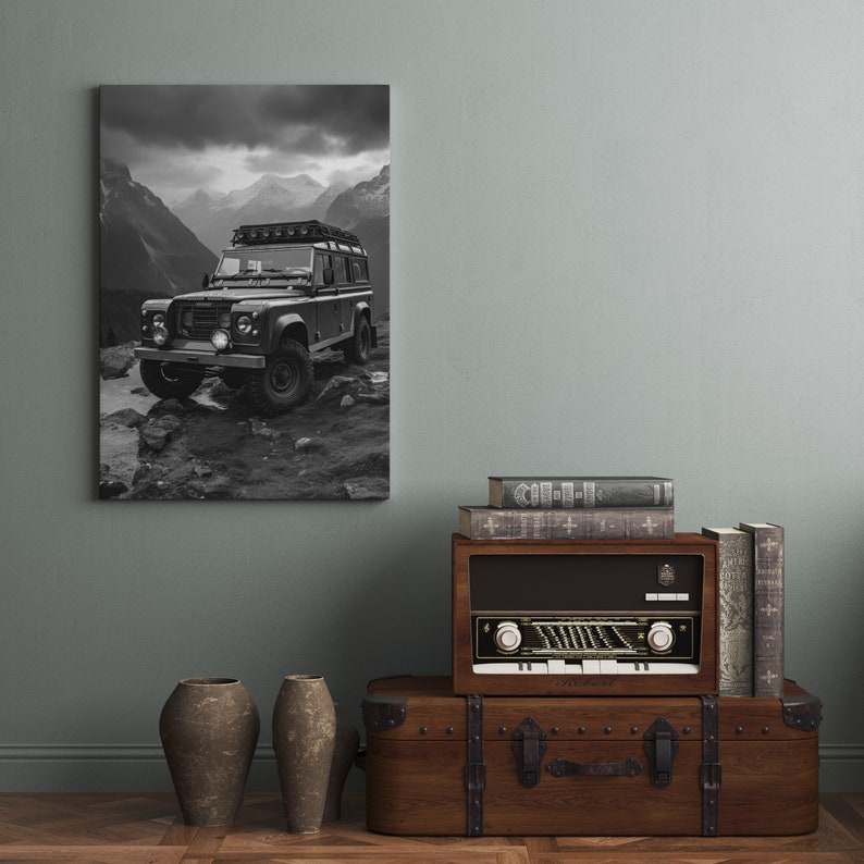 1948 Land Rover Defender Poster, Iconic Off-road B&W Art, Adventurous ...