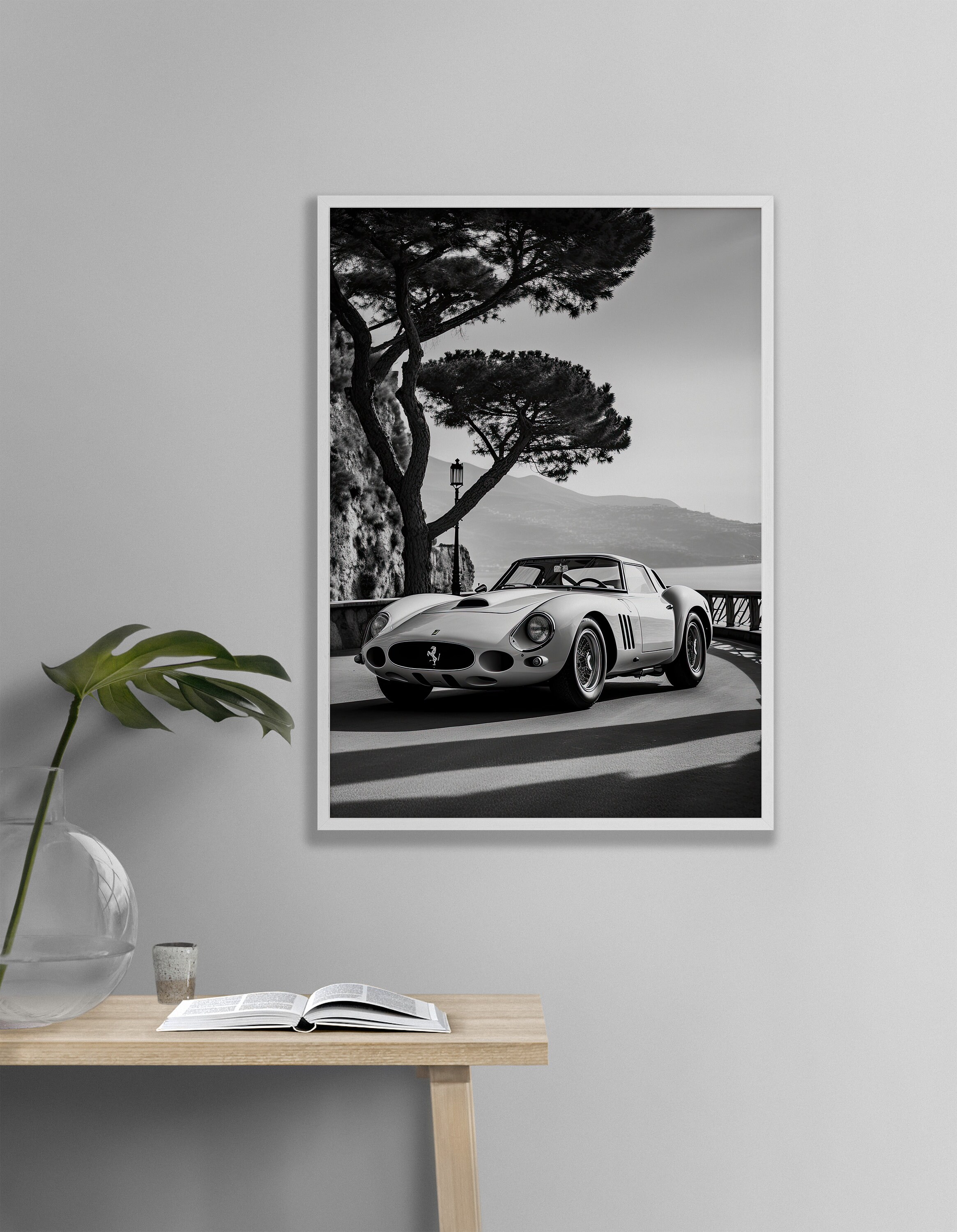 1962 Ferrari GTO 250 Black & White Car Poster Print Classic Car Poster ...