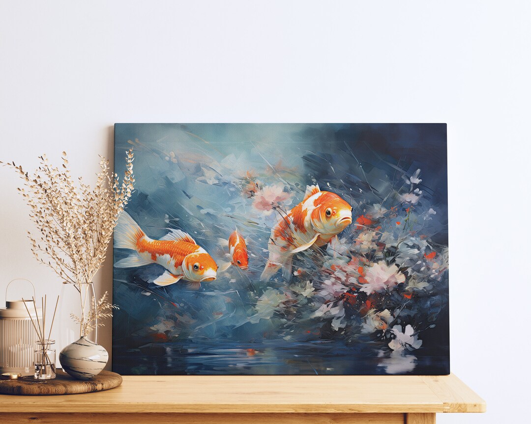 Custom Koi Art Painting Modern Japanese Koi Fish Wall Art Aesthetic ...