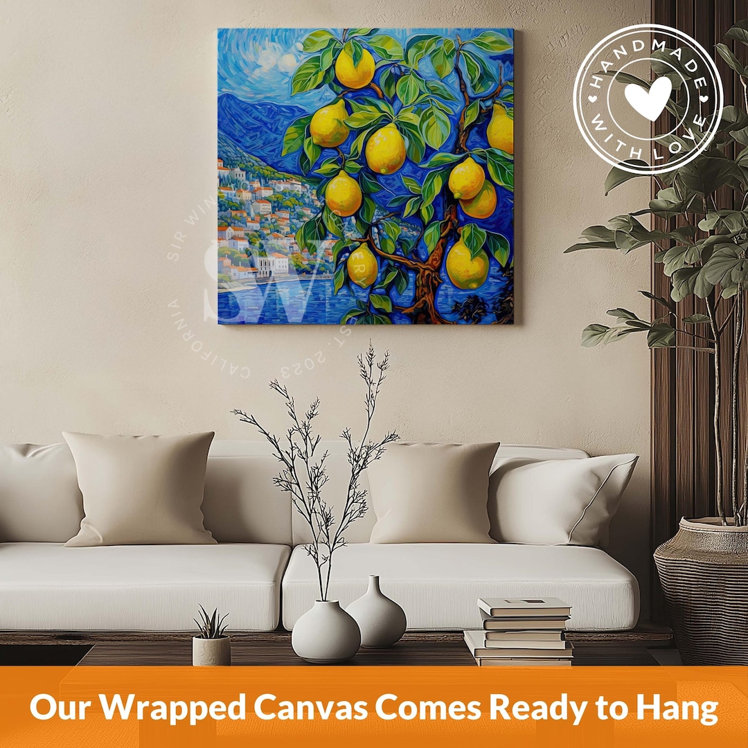 Van Gogh Amalfi Coast Canvas Print: Italian Lemon Watercolor Painting ...