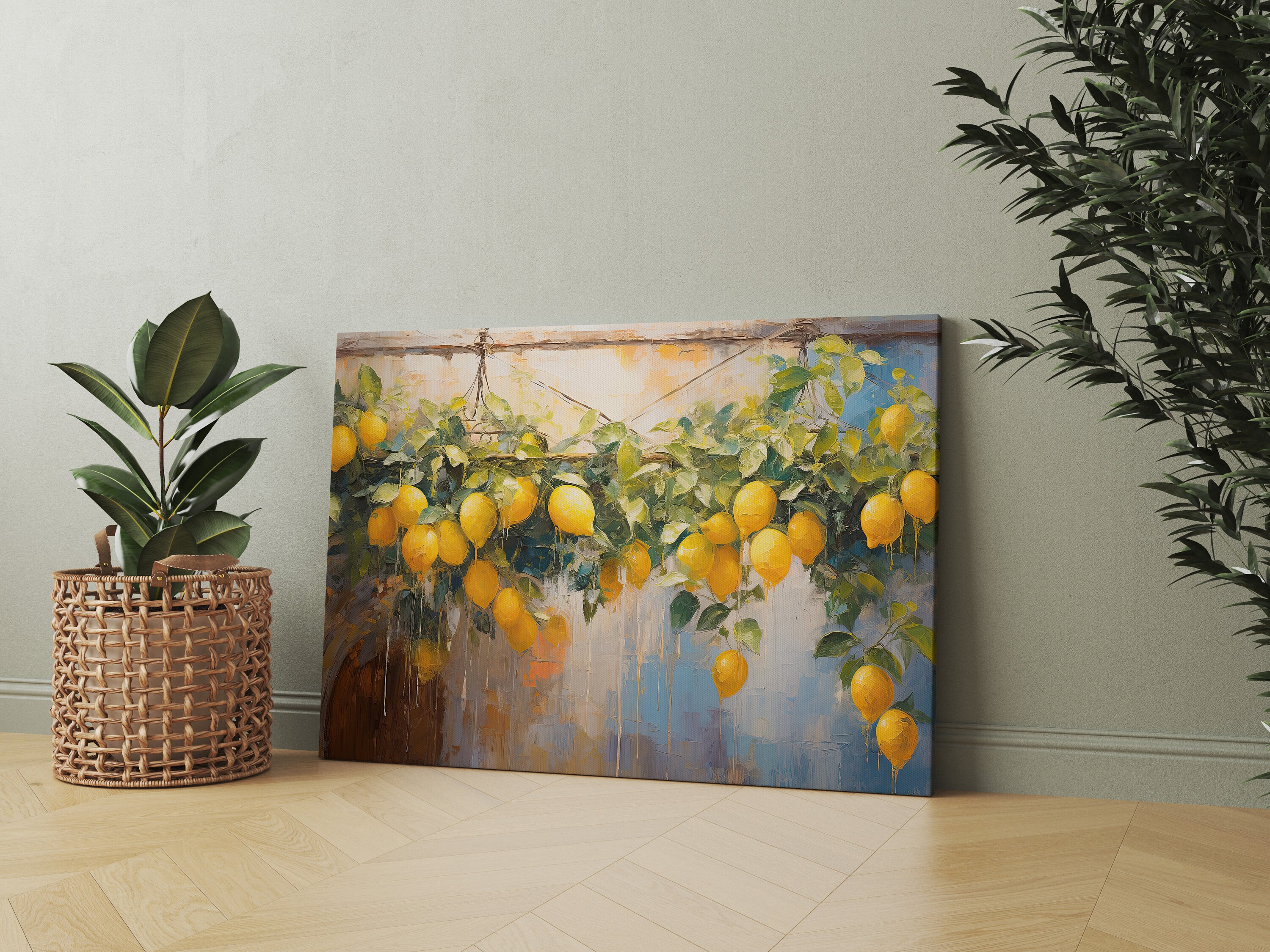 Lemon Tree Oil Painting: Rustic Kitchen Canvas Wall Art - Etsy
