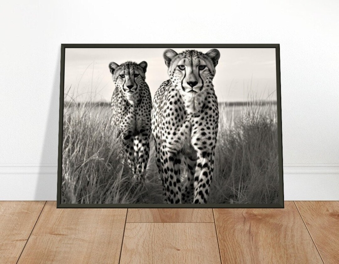Framed Cheetah Photo Poster Print Safari Decor Monochrome Cheetah Wall ...