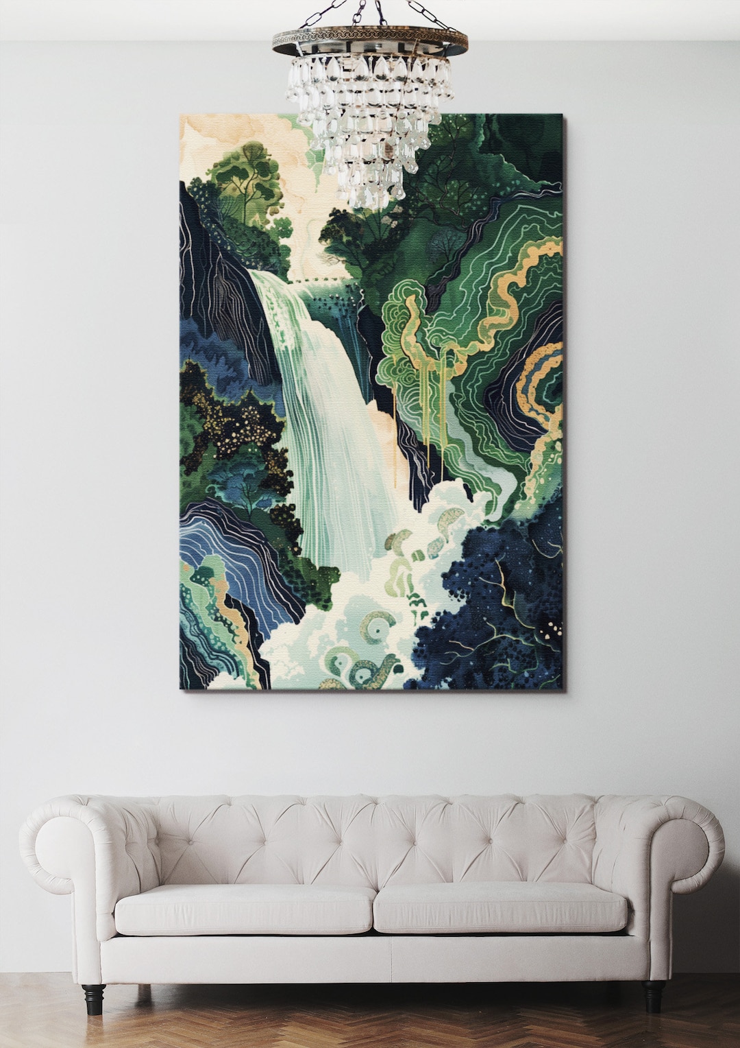 Hokusai Waterfall Canvas Art: Ukiyo-e Japanese Landscape Print - Etsy