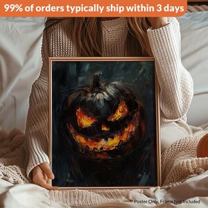 Scary Pumpkin Halloween Poster, Spooky Halloween Home Decor, Halloween ...