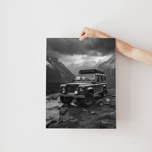 1948 Land Rover Defender Poster Iconic Off-road B&W Ar, Adventurous ...