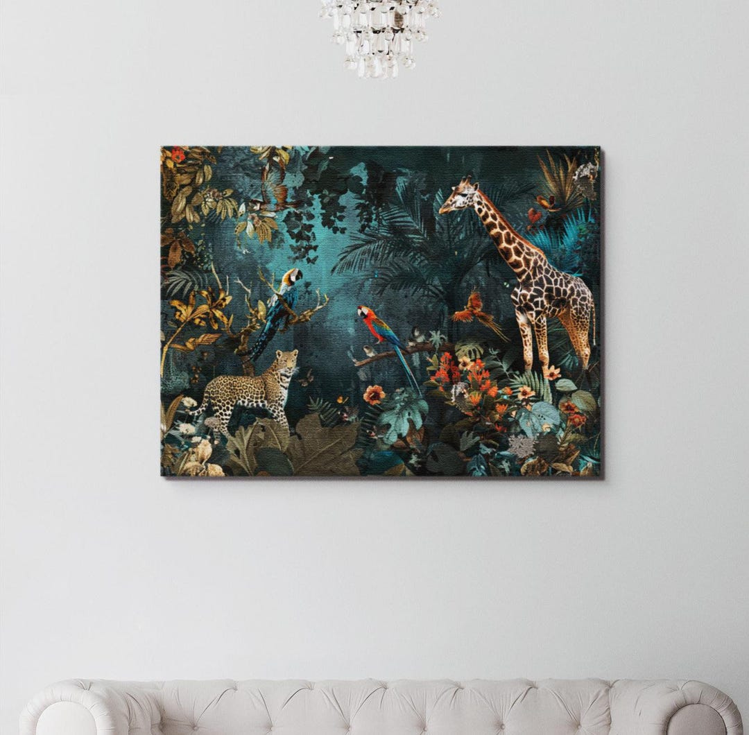 African Safari Animals Jungle Wall Art Canvas Print Cheetah Giraffe ...