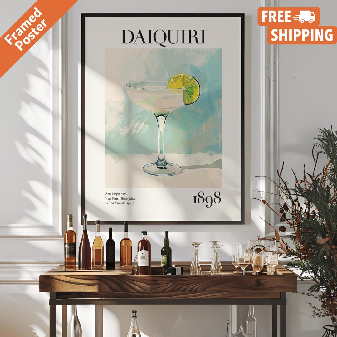 A Vintage Daiquiri Cocktail Poster Print, Bar Cart Decor, Rum Drink ...