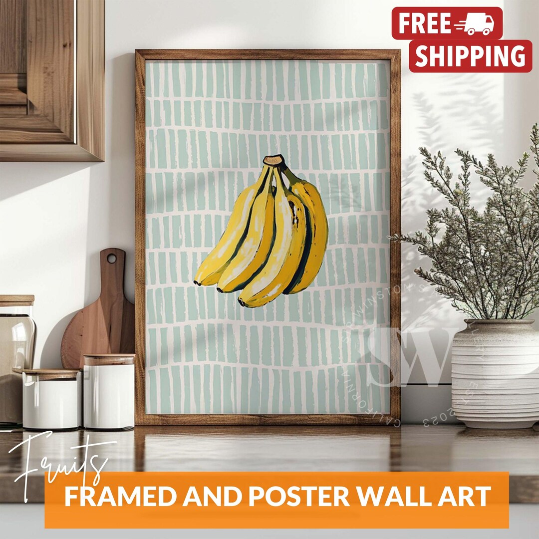 Boho Banana Fruit Print: Mid-century Modern Kitchen Wall Art - Etsy