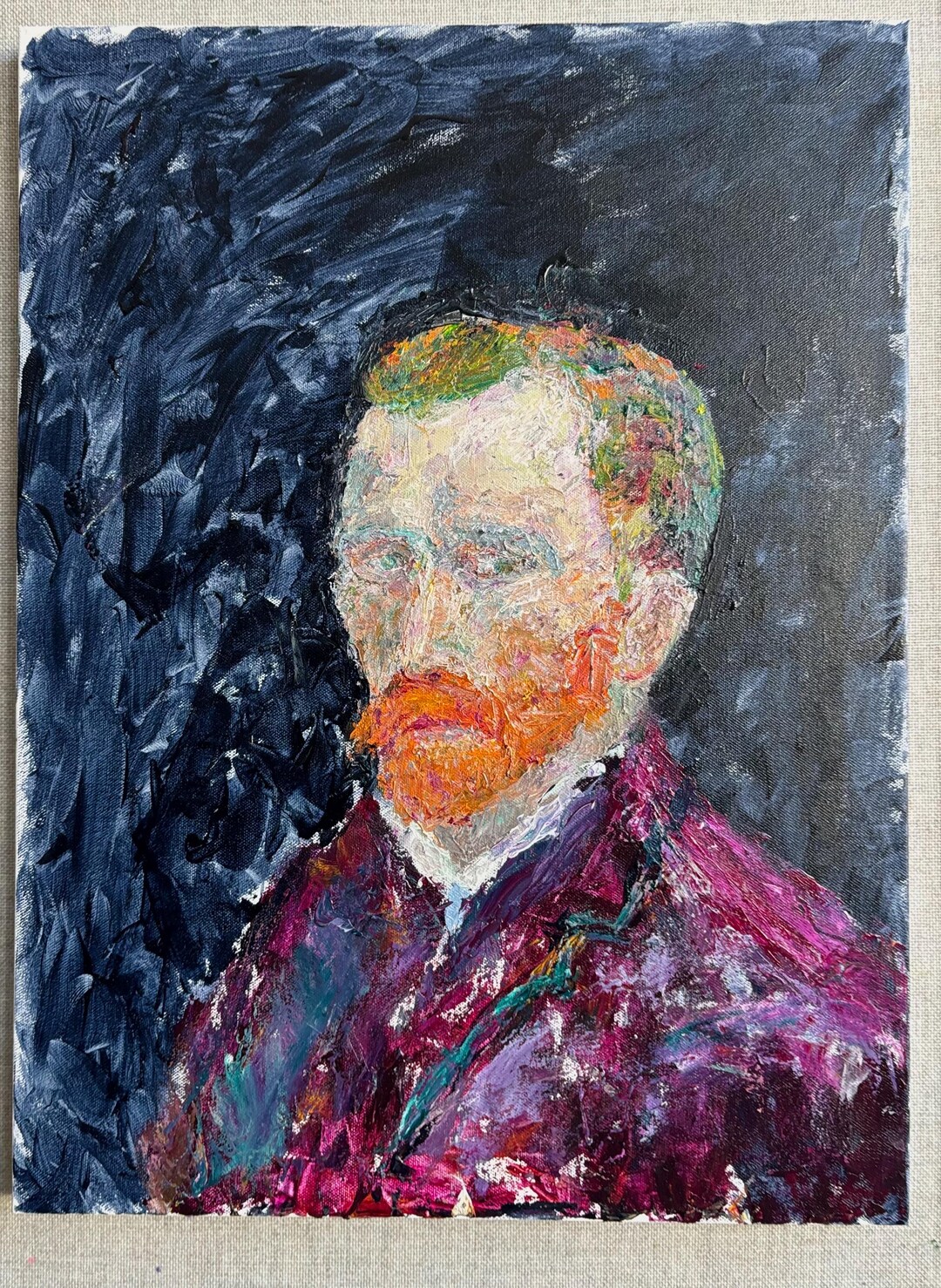 Original Painting Art 24', Recreating Van Gogh Self-portraits Abstract ...