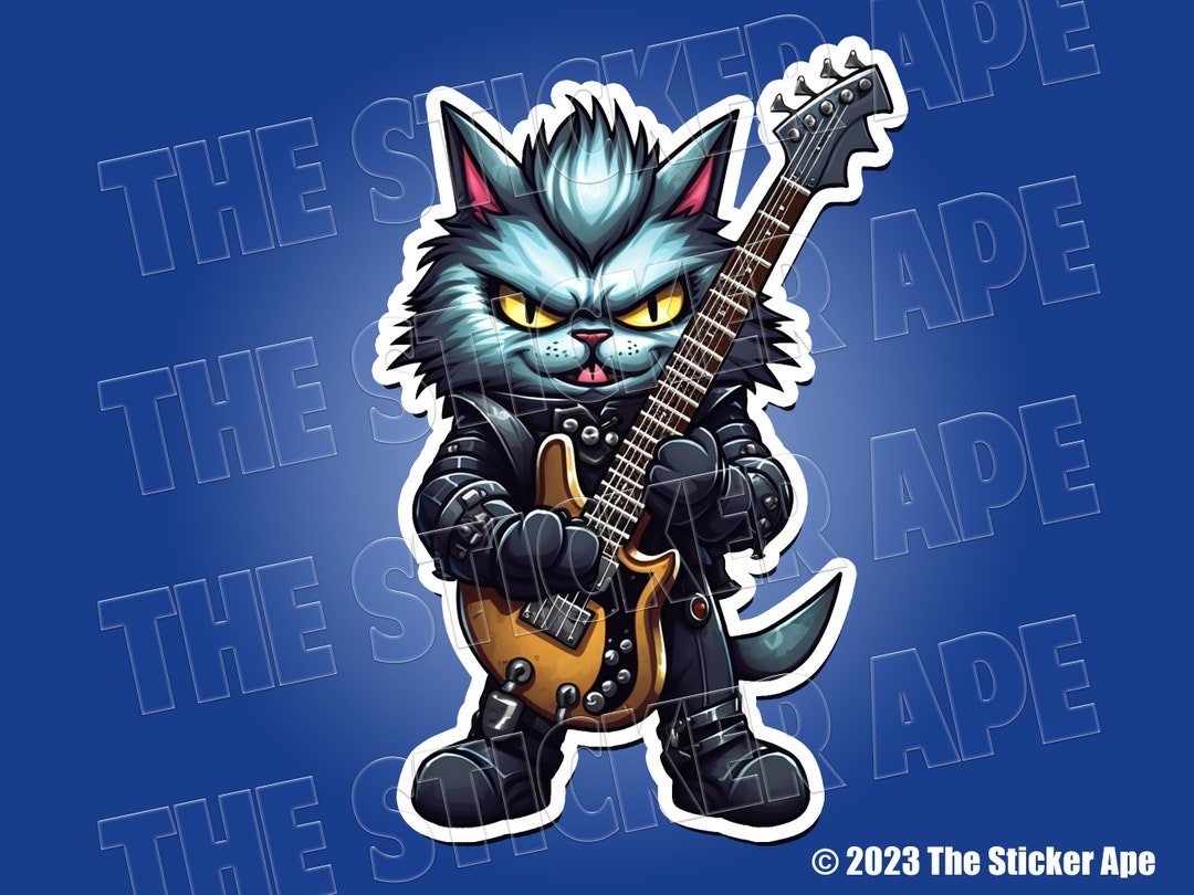 Heavy Metal Cat Vinyl Cat Sticker - Etsy