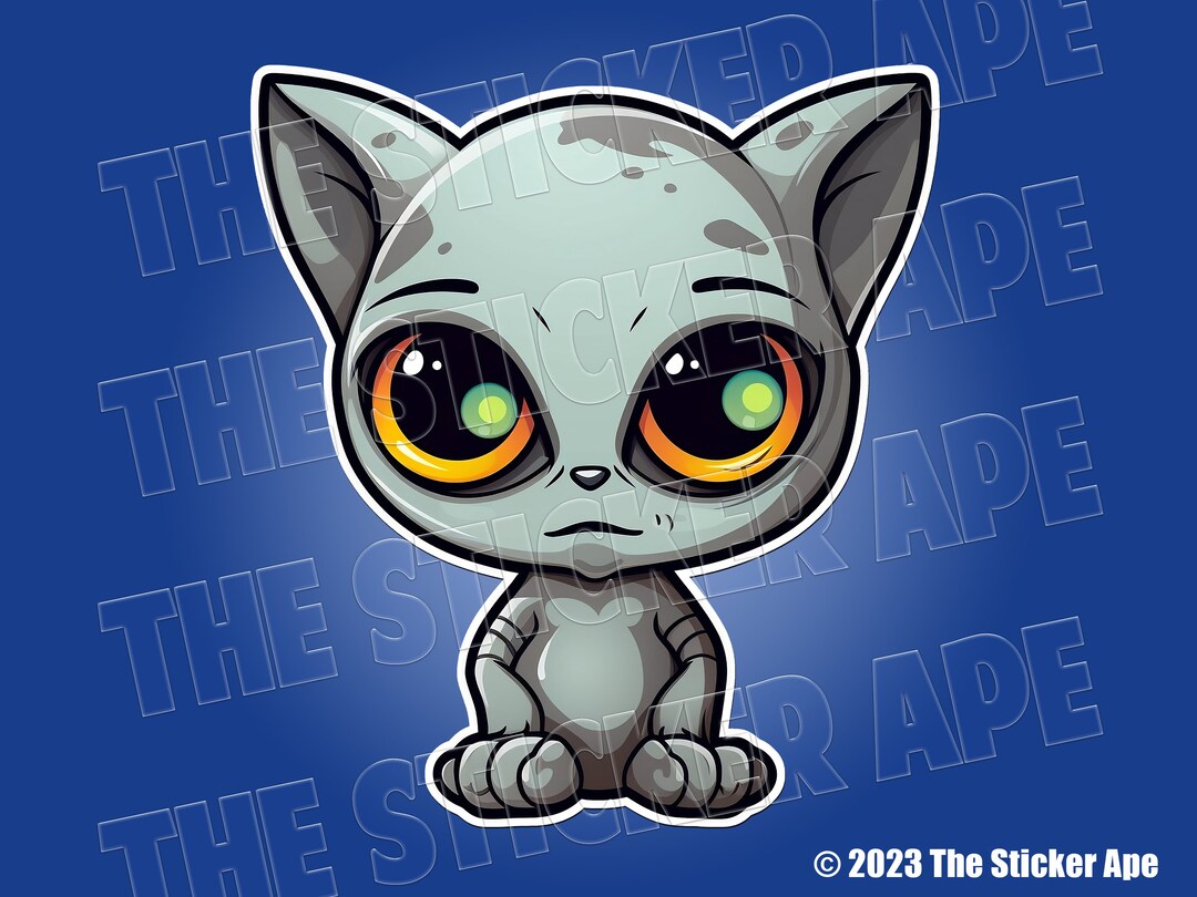Alien Cat From Outer Space Vinyl Cat Sticker - Etsy