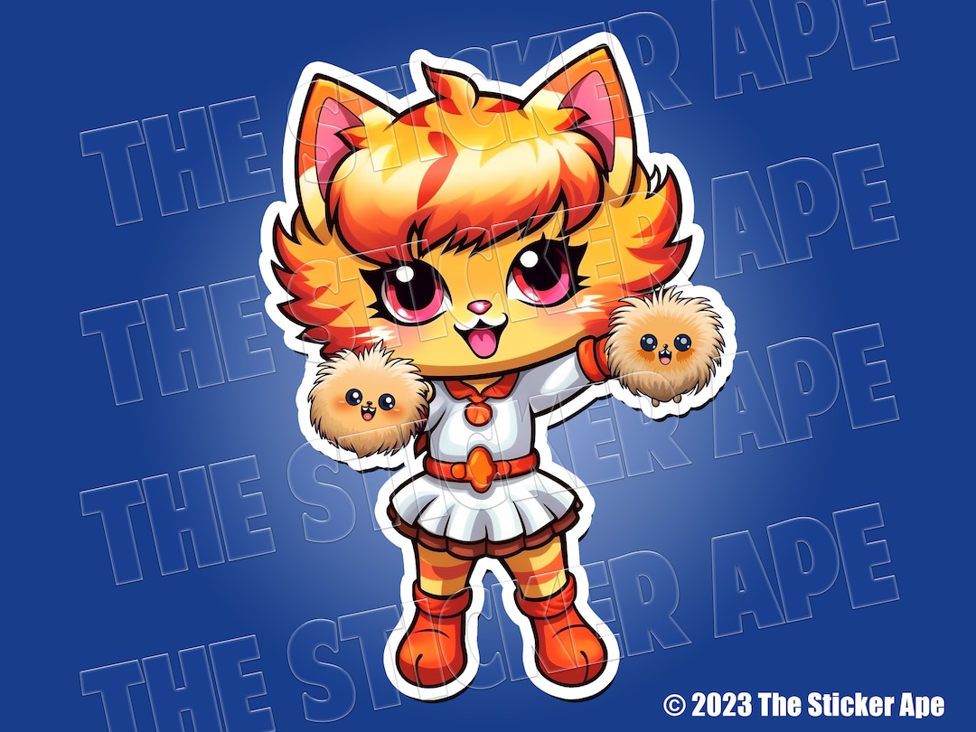 Cheerleader Cat Vinyl Cat Sticker - Go Team!!! - Etsy