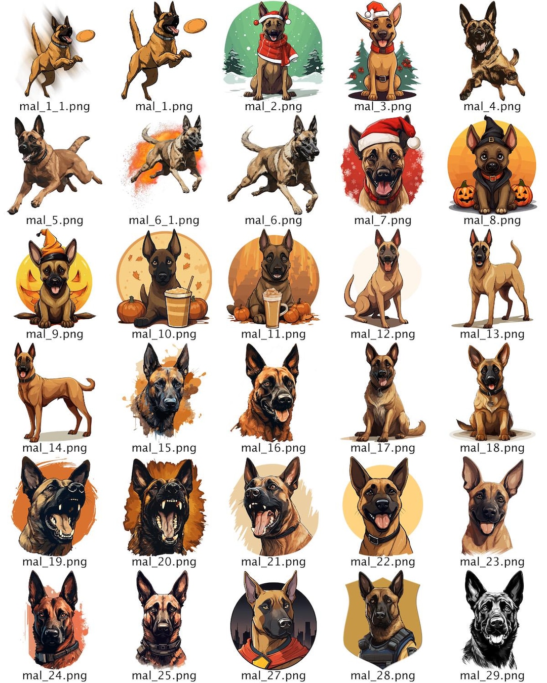 Belgian Malinois Fully Customizable Vinyl Decals, Maligator, Cartoon ...