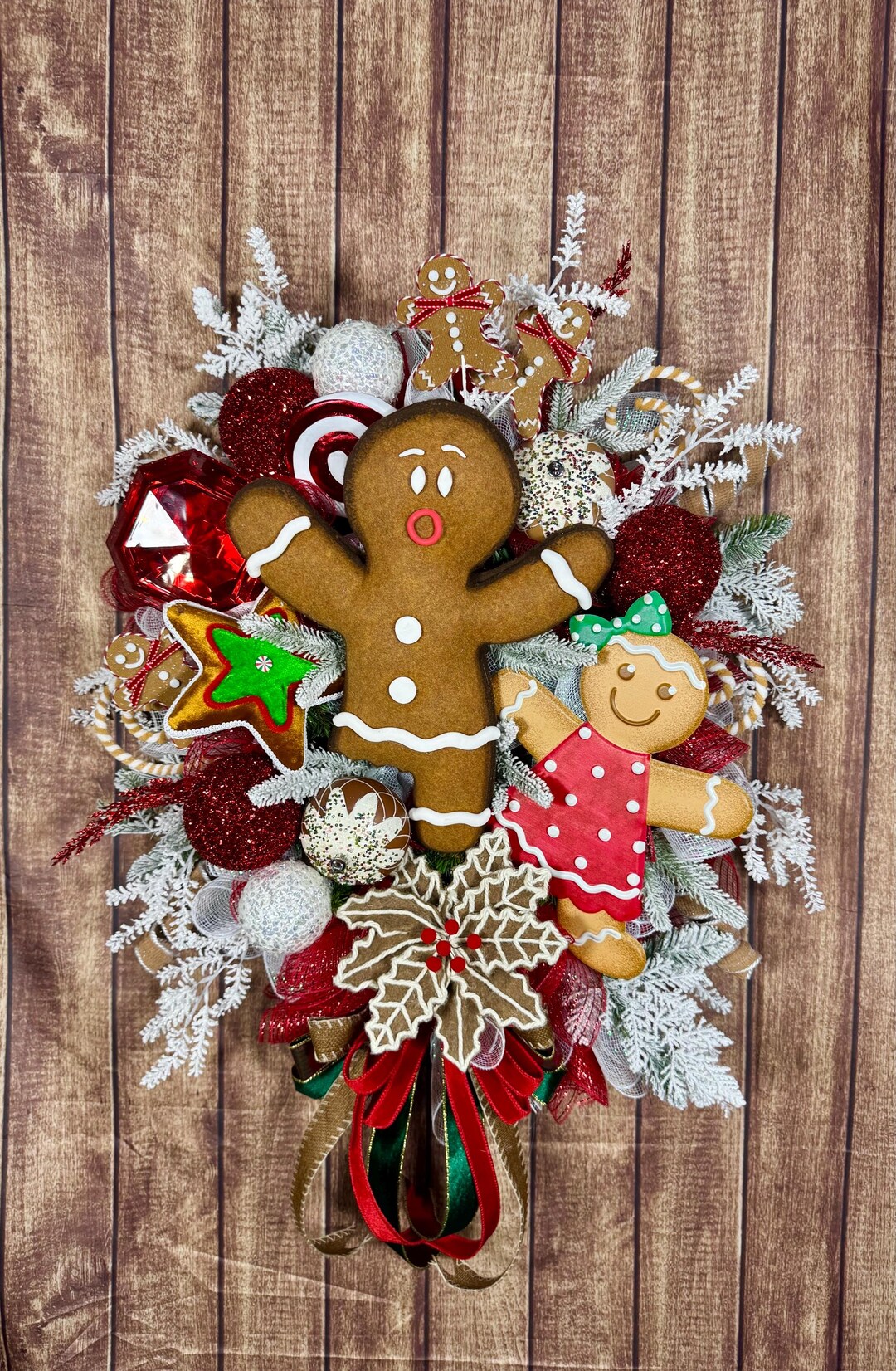 Gingerbread Christmas Wreath: Holiday Door Decor With Glitter ...