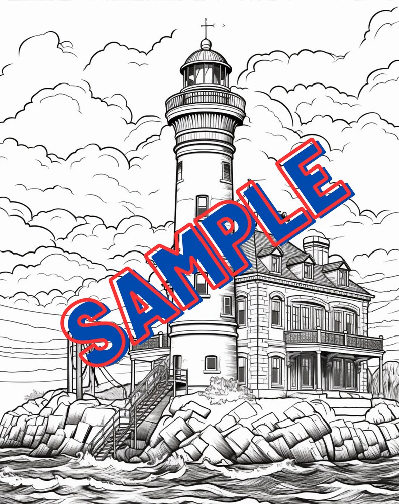 Radiant Beacons: A Lighthouse Coloring Book DIGITAL DOWNLOAD PDF - Etsy