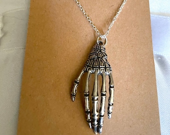 Skeleton Hand, Silver Skeleton Hand, Hand Necklace, Skeleton Necklace ...