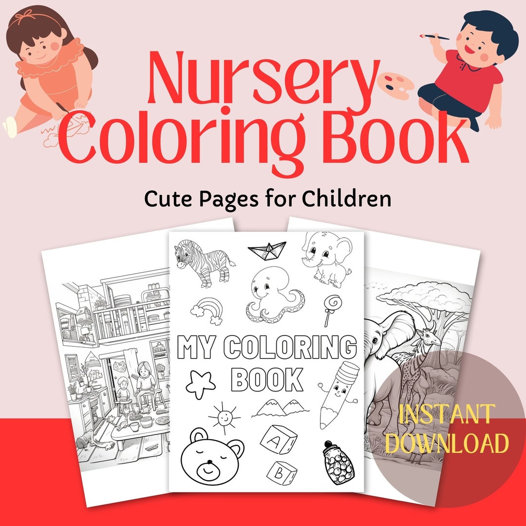 Printable Coloring Book Cute Coloring Pages Nursery Coloring - Etsy Canada