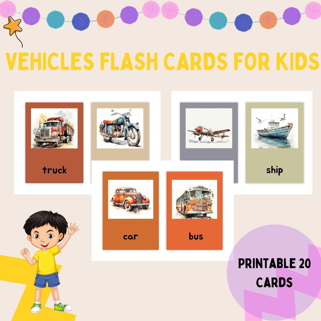 Printable Vehicles Flash Cards Transport Flash Cards - Etsy