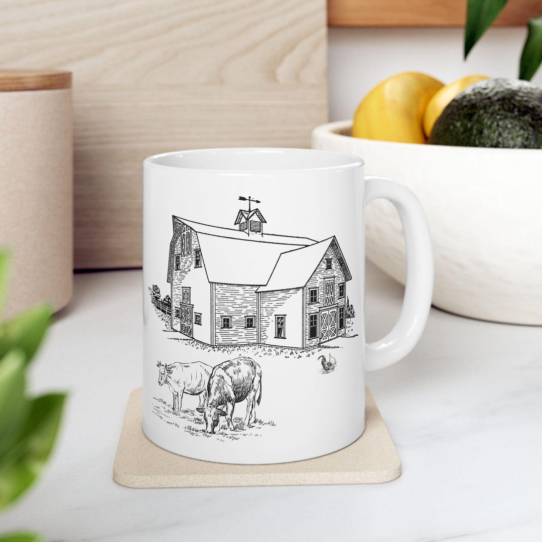 Rustic Farmhouse Cow Mug: Country Kitchen Coffee Cup - Etsy