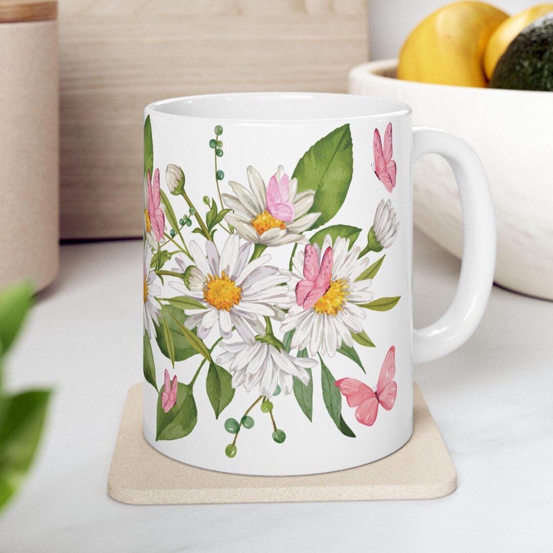 Daisy Butterfly Mug: Floral Coffee Cup, Garden Lover's Gift - Etsy Canada