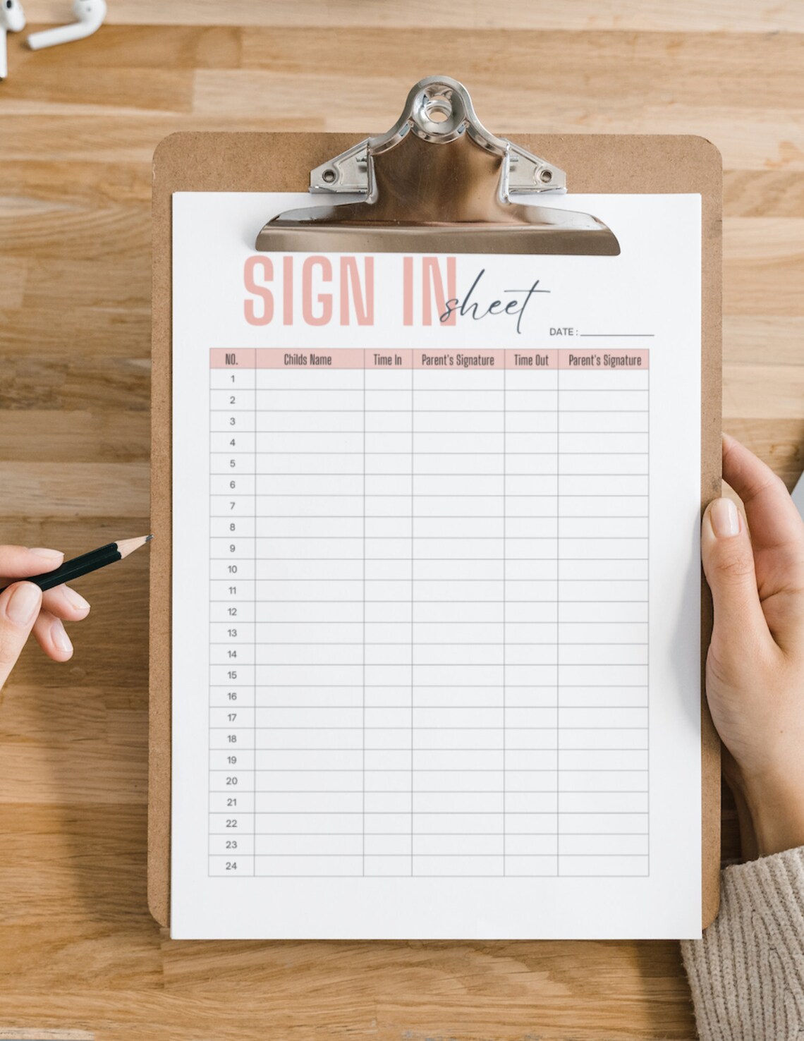 Sign in Sheet | Sign-in | Daycare | Daycare Forms | Sign-in Log ...