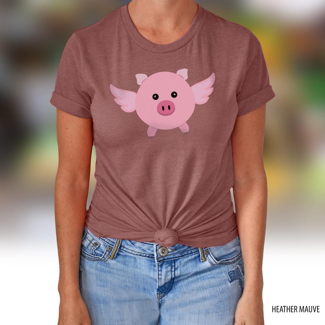 Cute Flying Pig T-shirt, Funny Pig With Wings Tee, When Pigs Fly Shirt ...