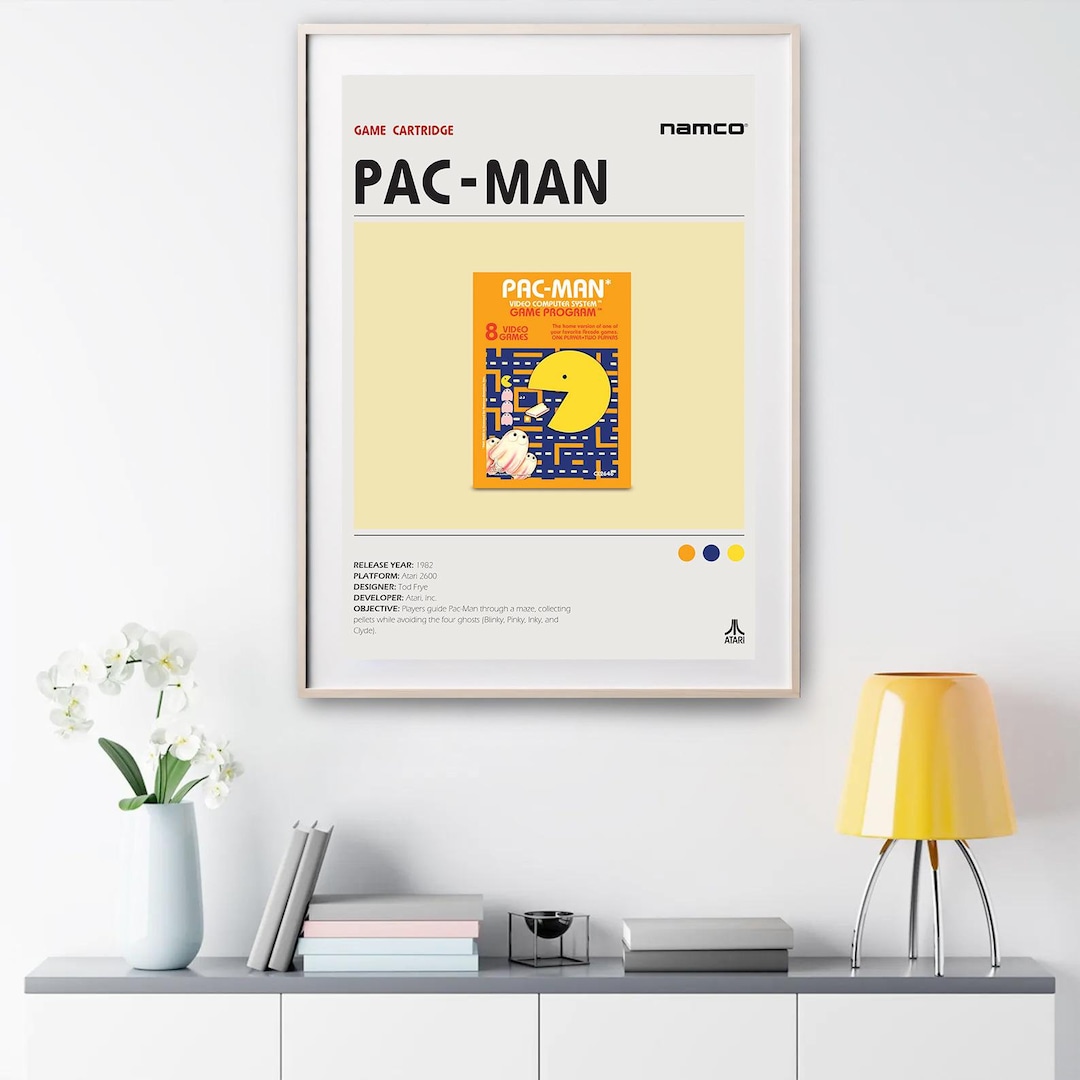 Pac-man Atari 2600 Cartridge Poster: Minimalist Video Game Art (digital ...
