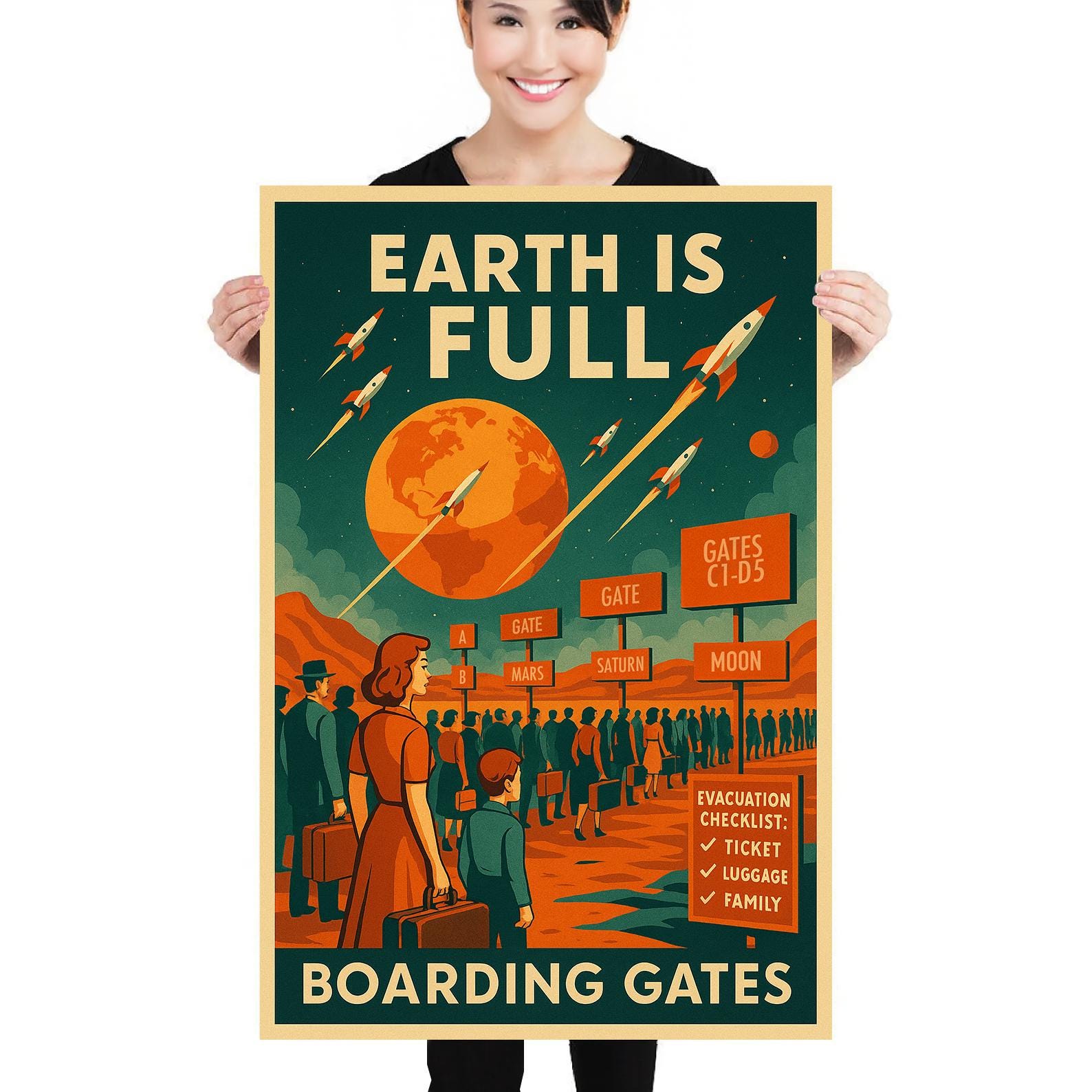 Retro Sci-fi Propaganda Poster: 1950s Atomic Age Space Art - Etsy