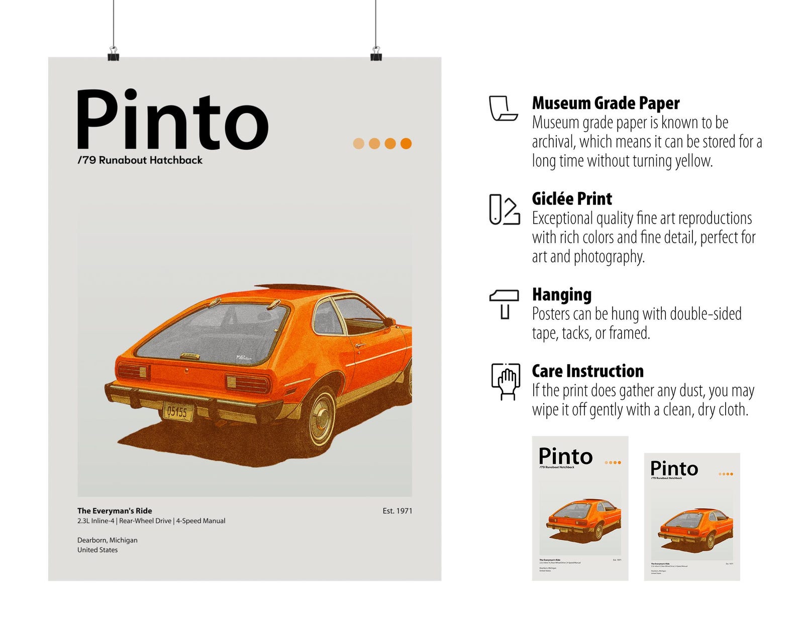 1979 Ford Pinto Poster – Vintage 70s Car Wall Art, Retro Auto Print - Etsy