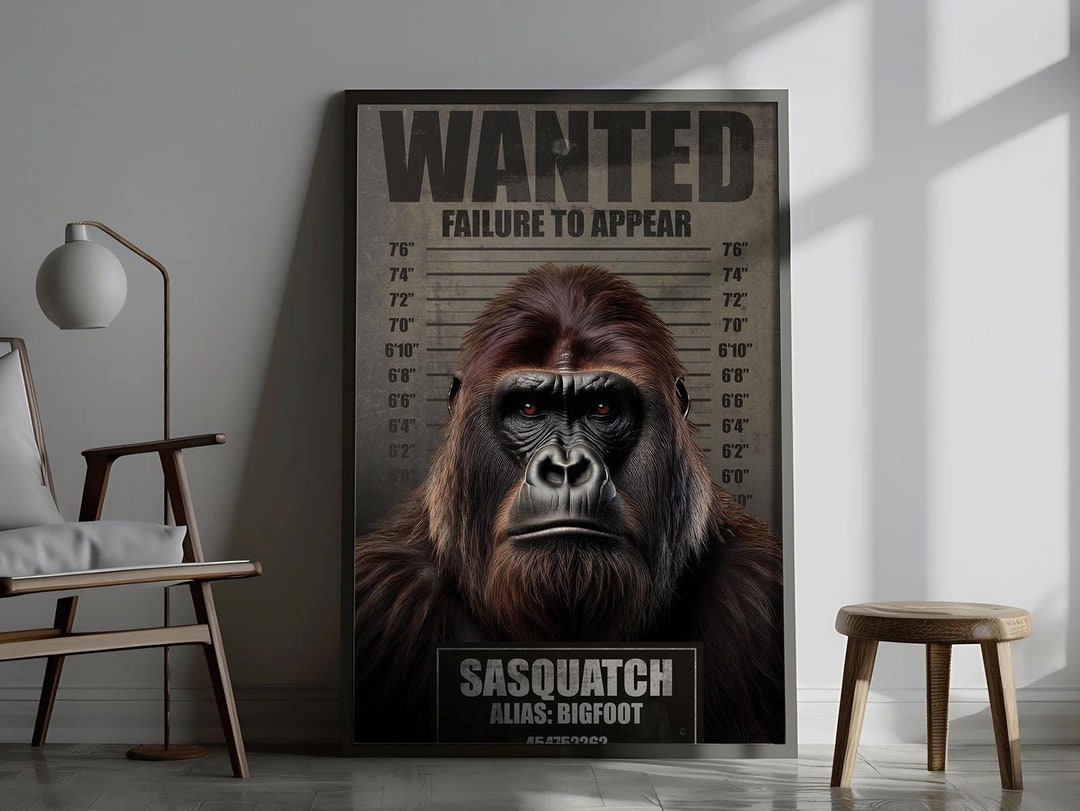 Funny Bigfoot Wanted Poster: Sasquatch Mugshot Cryptid Art - Etsy