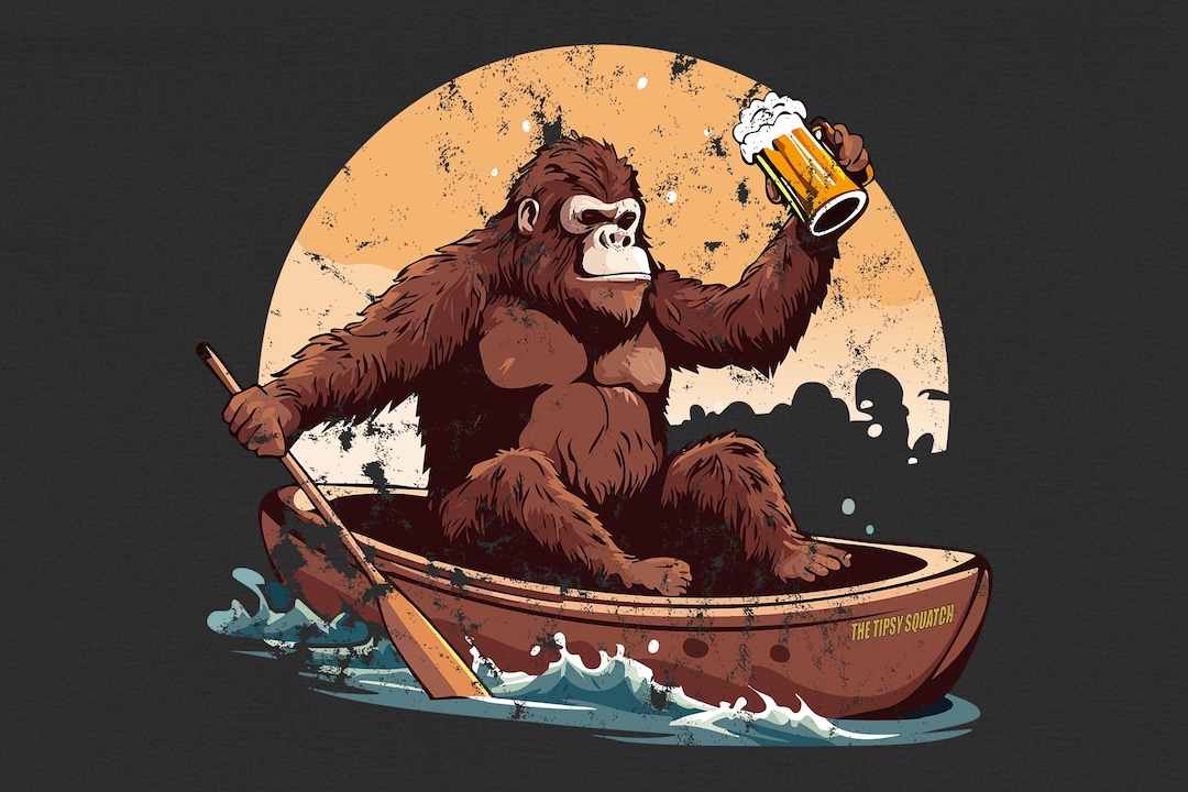 Bigfoot Kayaking Beer Shirt, Funny Sasquatch Camping Tee, Outdoor Gift ...