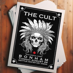 The Cult Sonic Temple Tour Poster - Skull and Headdress Art - Printable ...