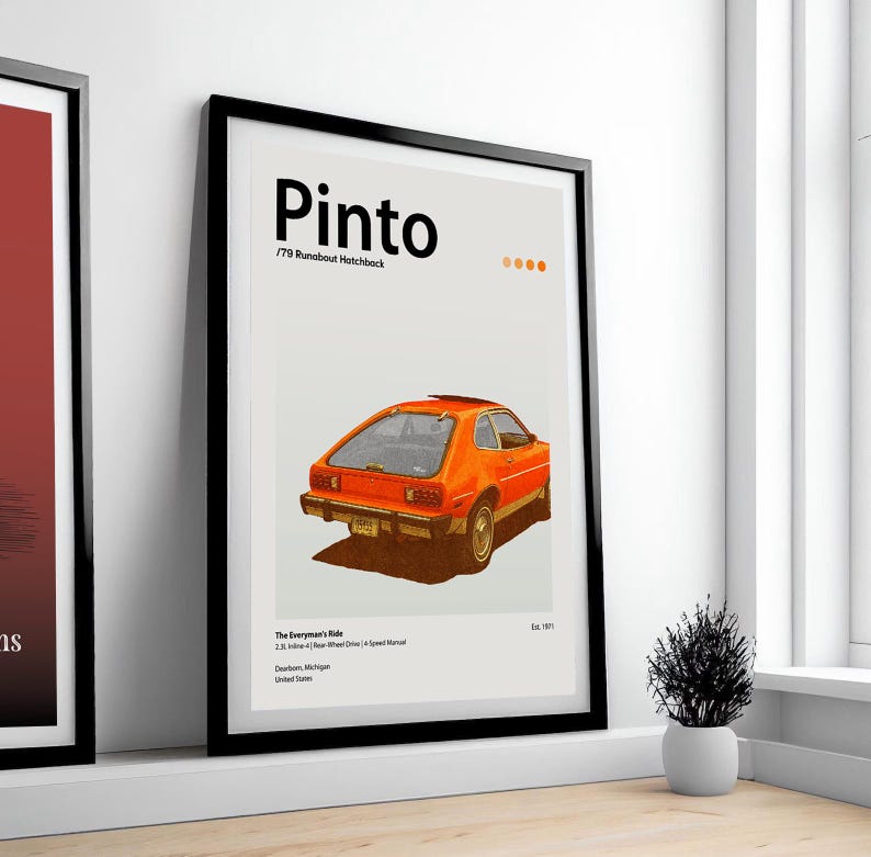 1979 Ford Pinto Poster – Vintage 70s Car Wall Art, Retro Auto Print - Etsy