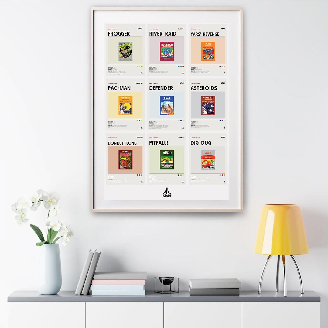 Atari 2600 Game Box Cover Art Print, Atari Poster, Pac-man Frogger ...