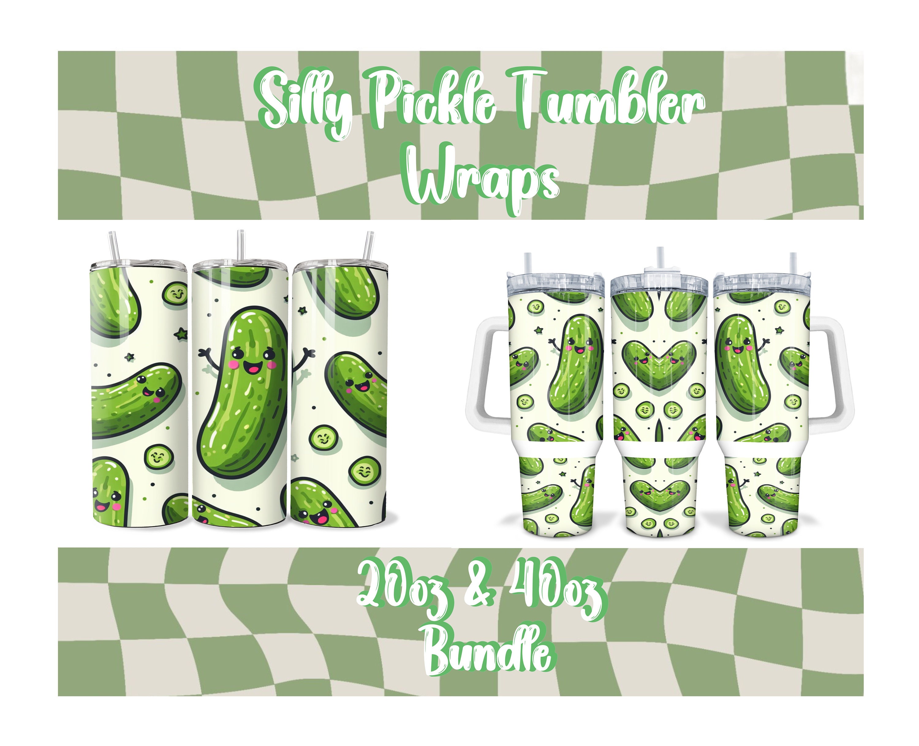 Adorable Silly Pickles Tumbler Wrap, 20oz Skinny Tumbler Sublimation ...